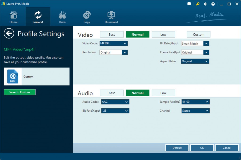 tmc_convert_profile_settings | Leawo 튜토리얼 센터